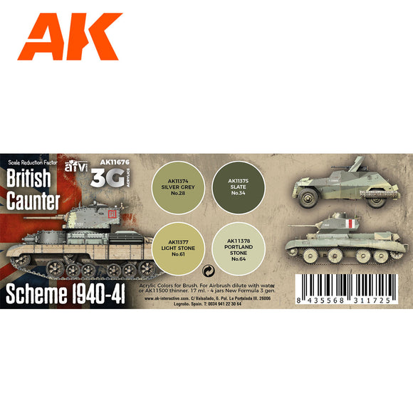 AK Interactive 3rd Gen AFV Paint Set - British Caunter Scheme 1940-41 ...